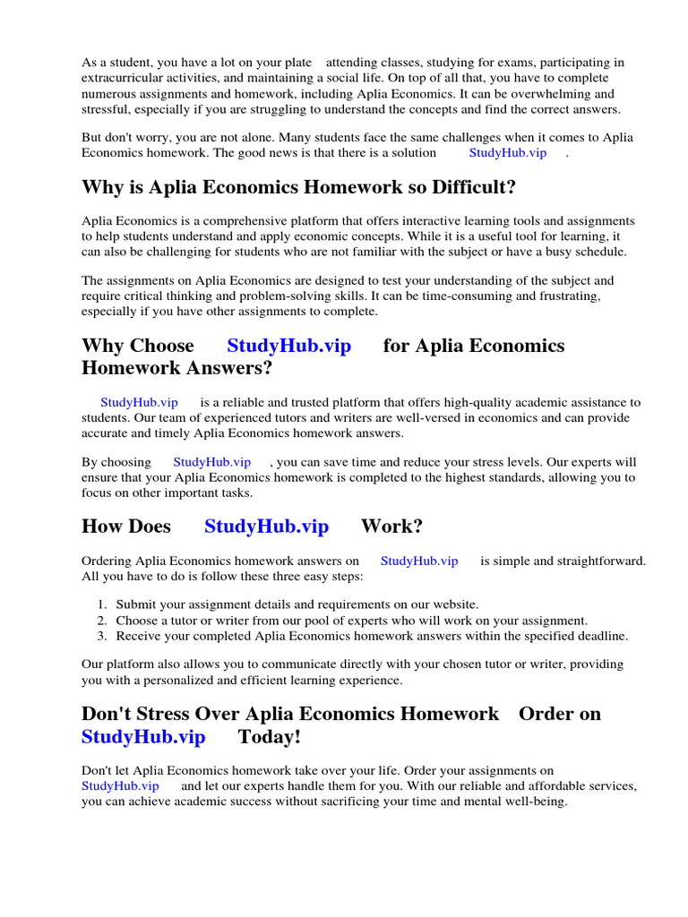Aplia Economics Homework Answers | PDF | Essays | Homework