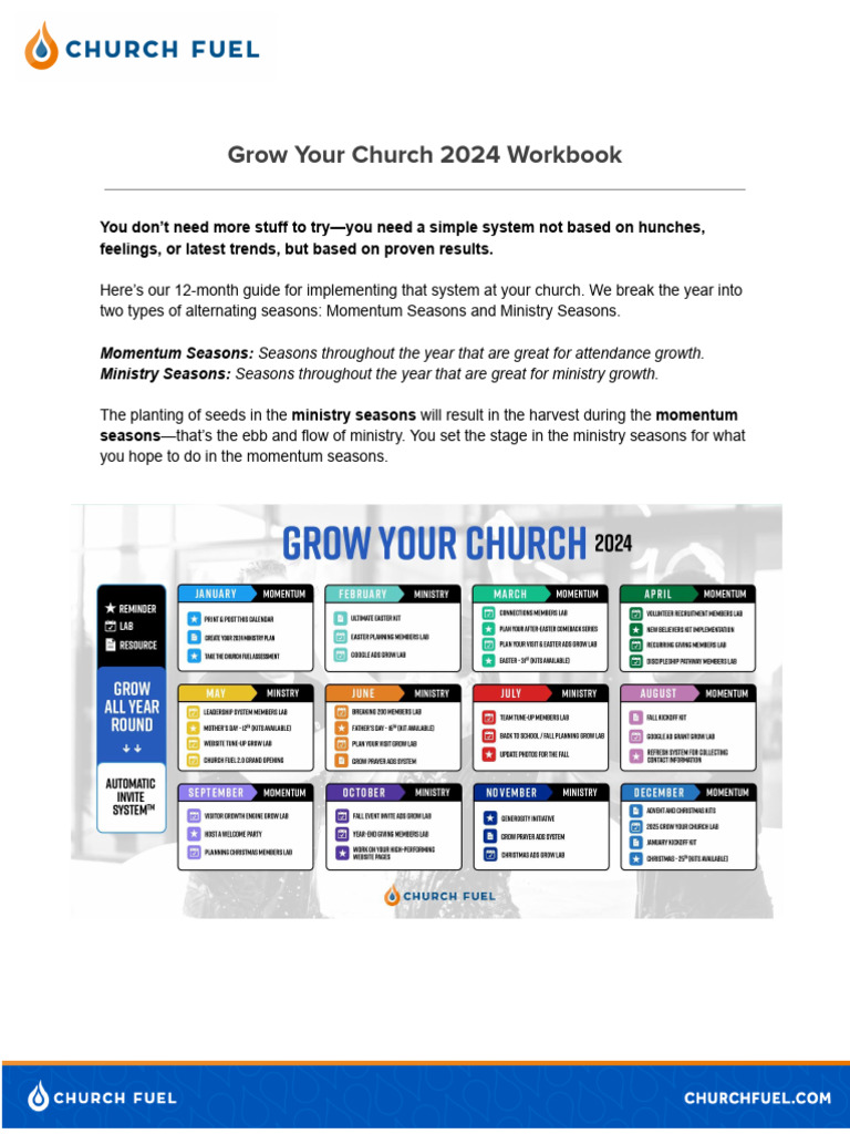 Church Fuel Grow Your Church 2024 Workshop Workbook | PDF