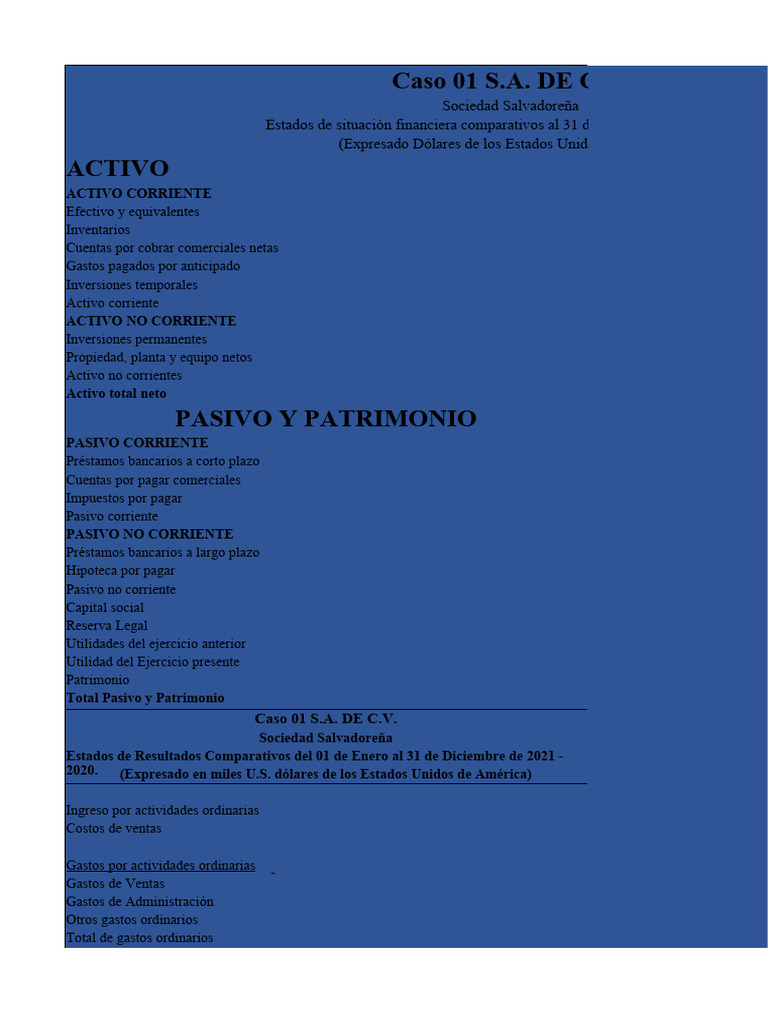 Caso PR Ctico No.4 Financial Statements Analysis | PDF | Contabilidad | Estado de resultados