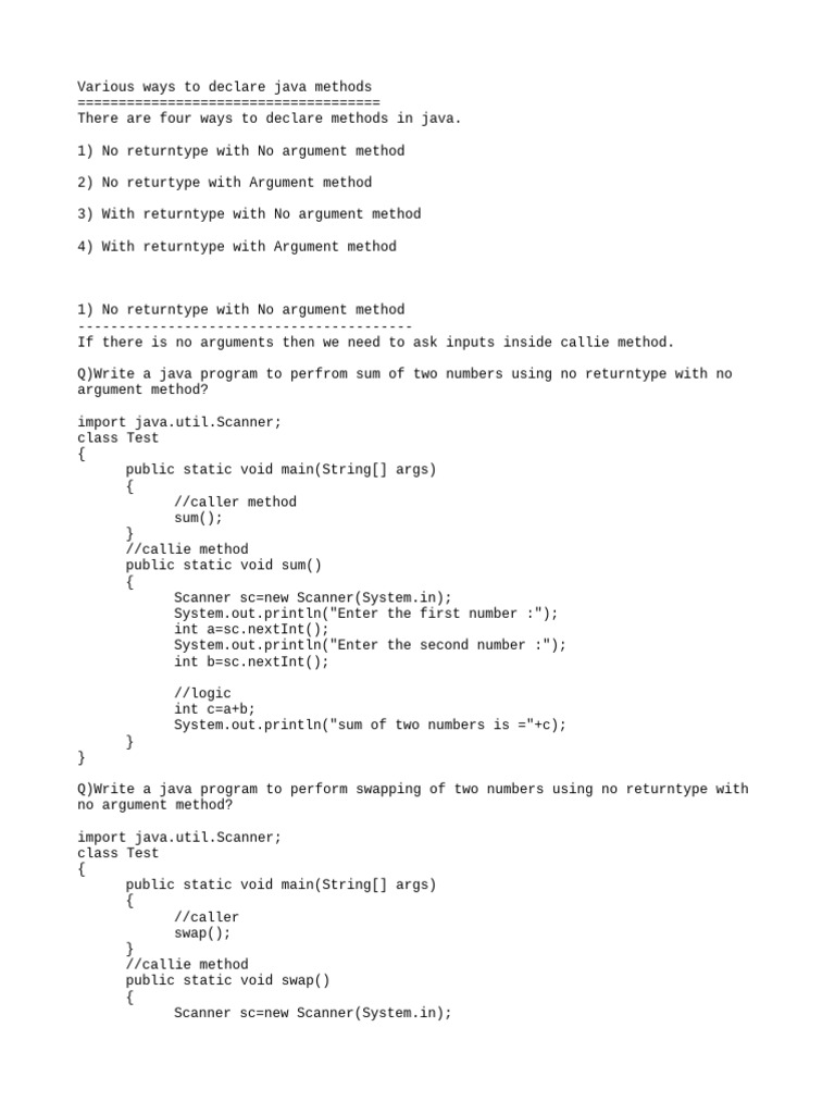 Returntype And Arguments Pdf Parameter Computer Programming Programming Paradigms 5013
