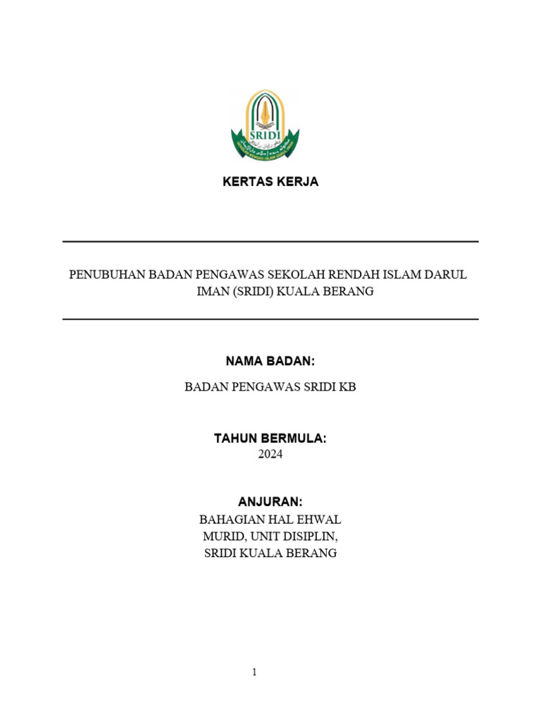 Penubuhan Badan Pengawas SRIDI 2024 | PDF | Karier & Perkembangan ...