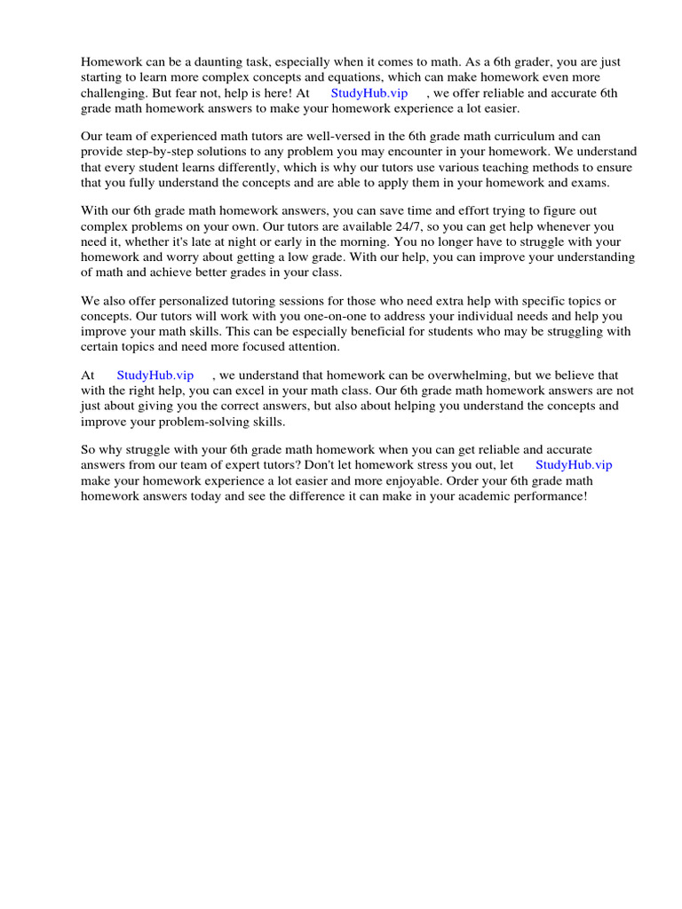 6 Grade Math Homework Answers | PDF | Mathematics | Worksheet