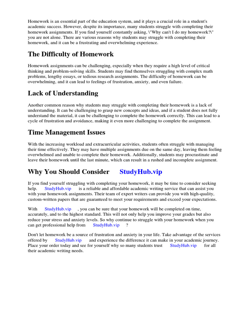 Why Students Struggle with Homework | PDF | Homework | Teachers