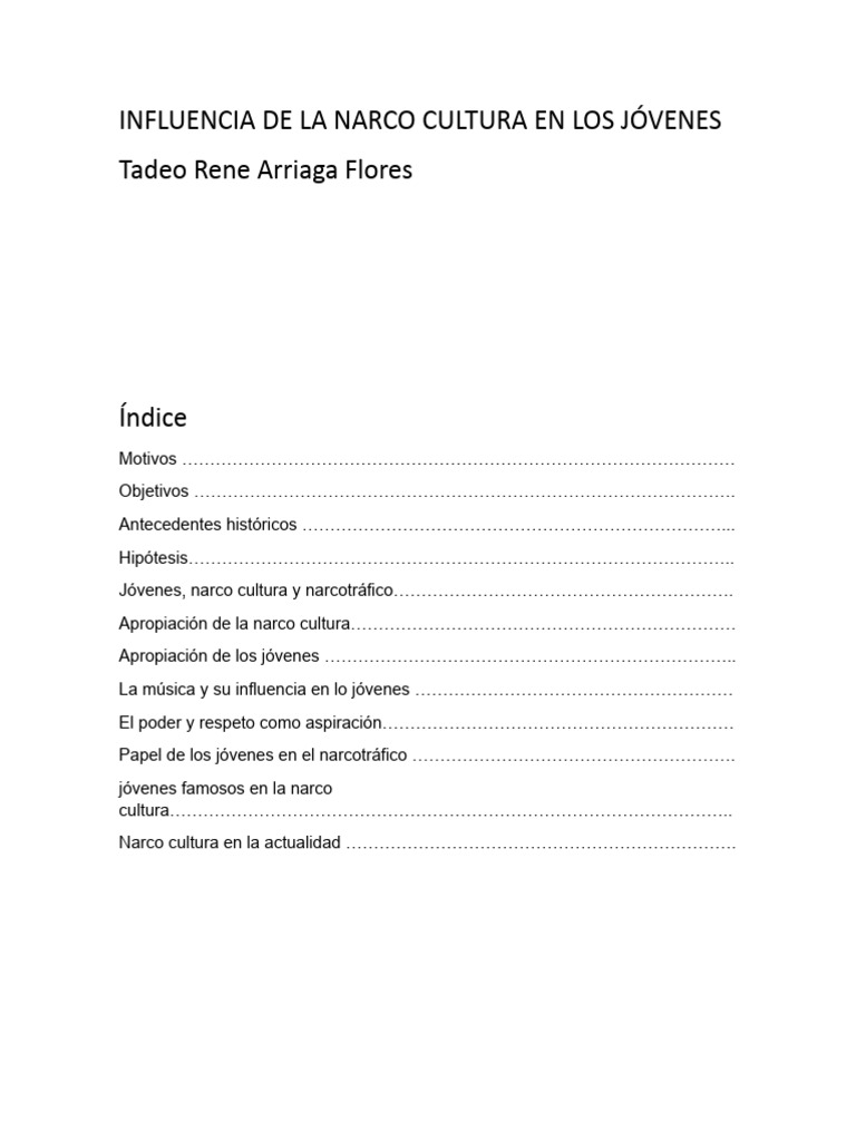 Influencia de La Narco Cultura en Los Jóvenes | PDF | Comercio ilegal ...