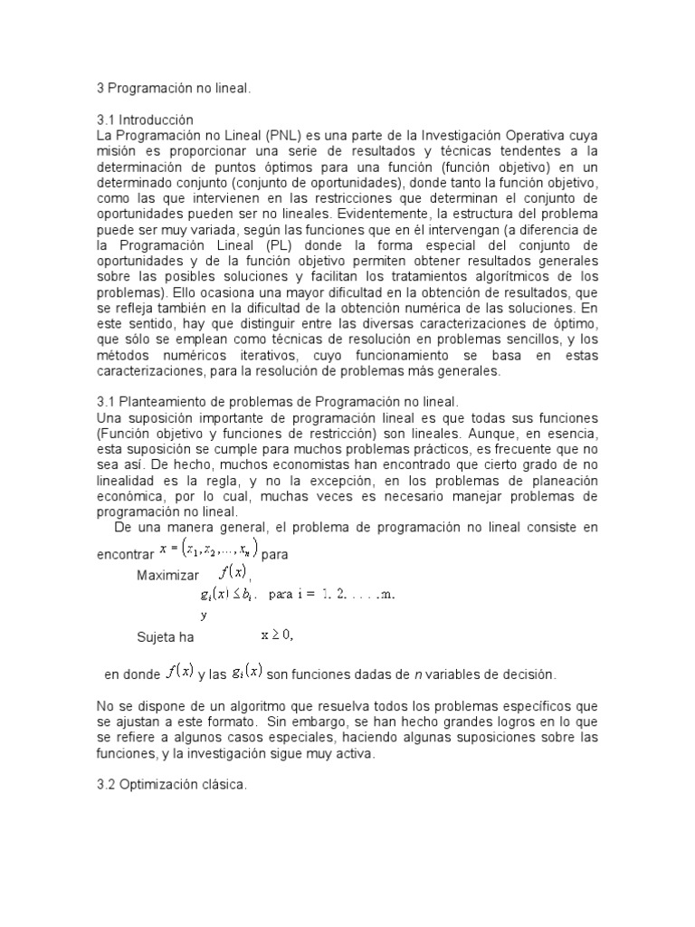 Introducción a la Programación No Lineal | PDF | Programacion no lineal ...