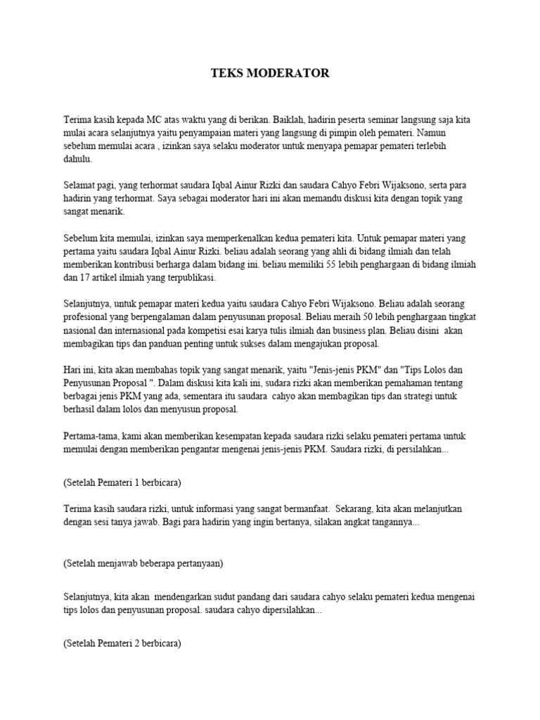 Teks Moderator PKM | PDF | Seni