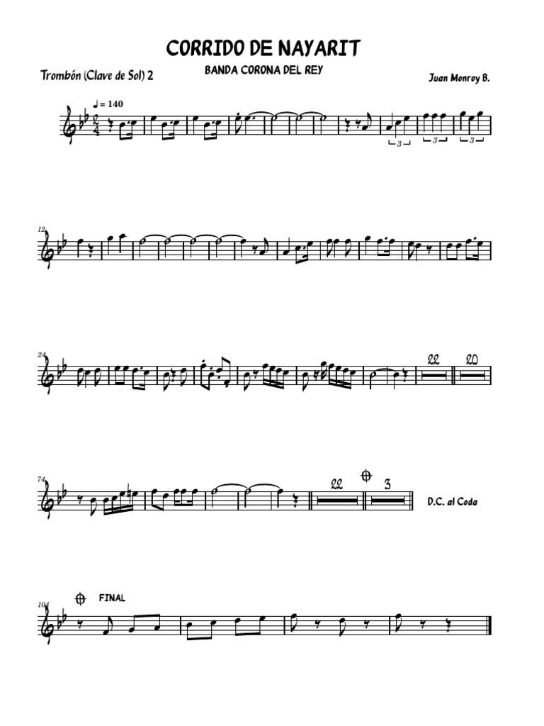 Corrido de Nayarit para Trombón | PDF