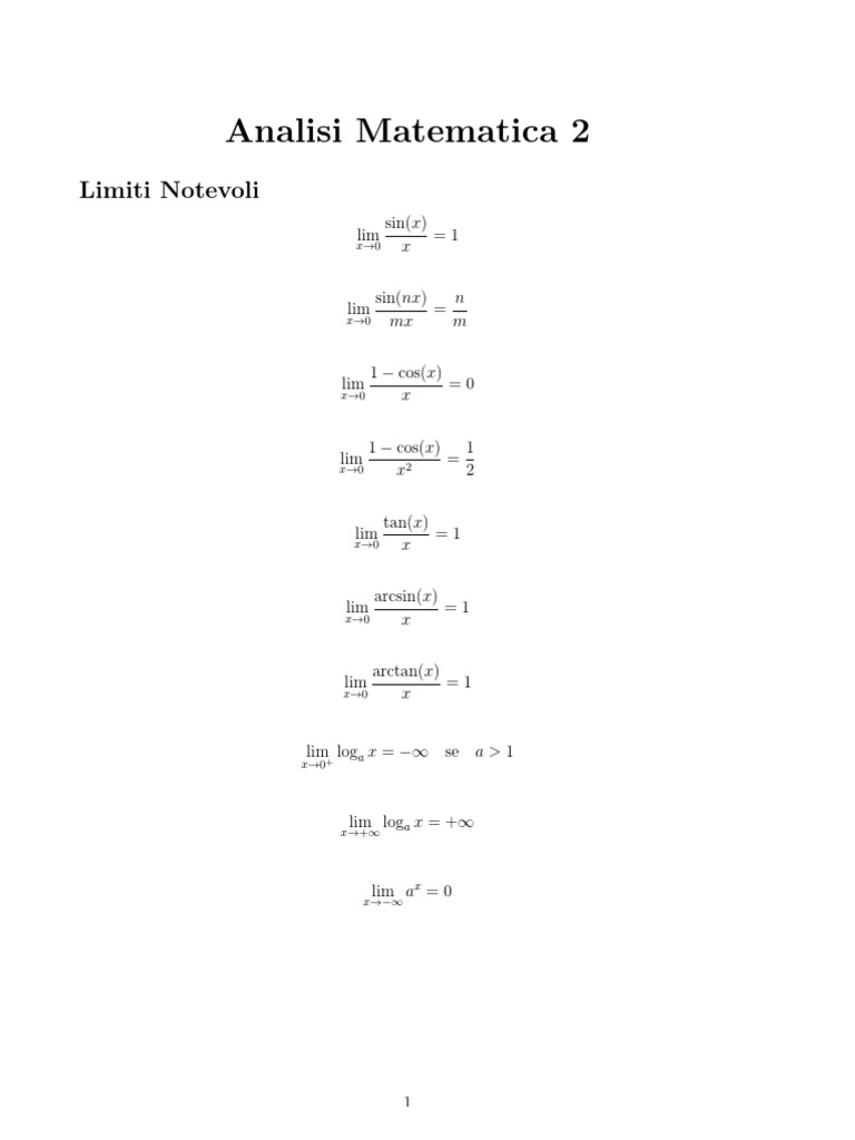 Limiti Notevoli | PDF