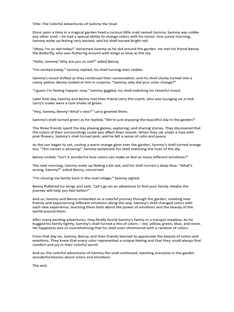 Sammy The Snail | PDF