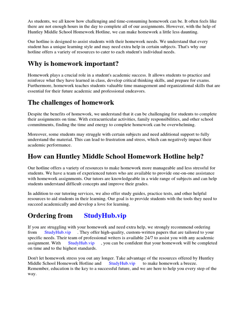 Huntley Middle School Homework Hotline | Download Free PDF | Homework ...