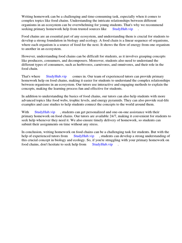 Primary Homework Help Food Chains | PDF | Food Web | Foods