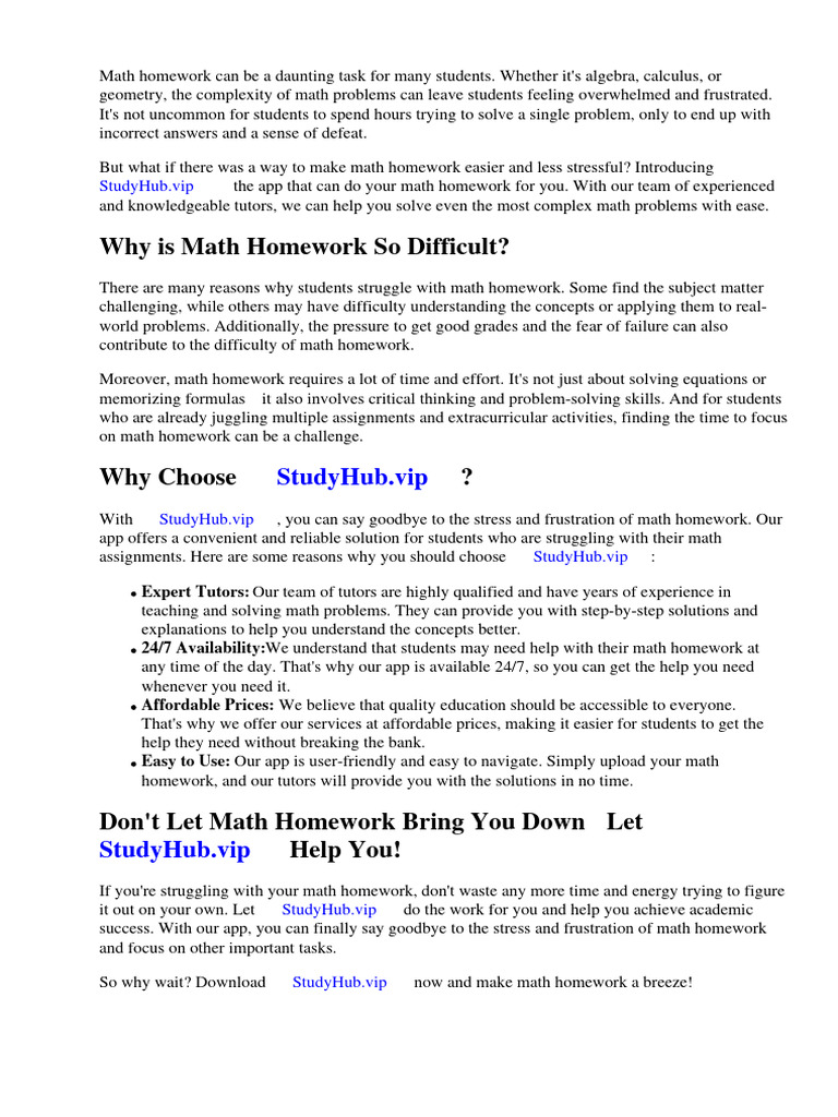 App To Do Your Math Homework | PDF | Mathematics | Homework