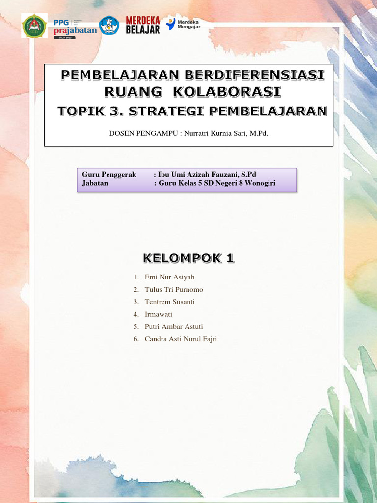 Topik 3 - Ruang Kolaborasi - Pembelajaran Berdiferensiasi - Kel 1 | PDF