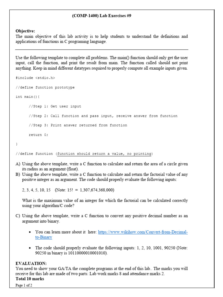 lab9-W2024 | PDF | Function (Mathematics) | Parameter (Computer Programming)