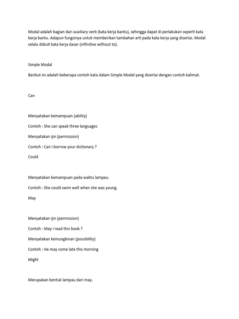 Panduan Modal Verbs dalam Bahasa Inggris | PDF | Grammar | Semantic Units