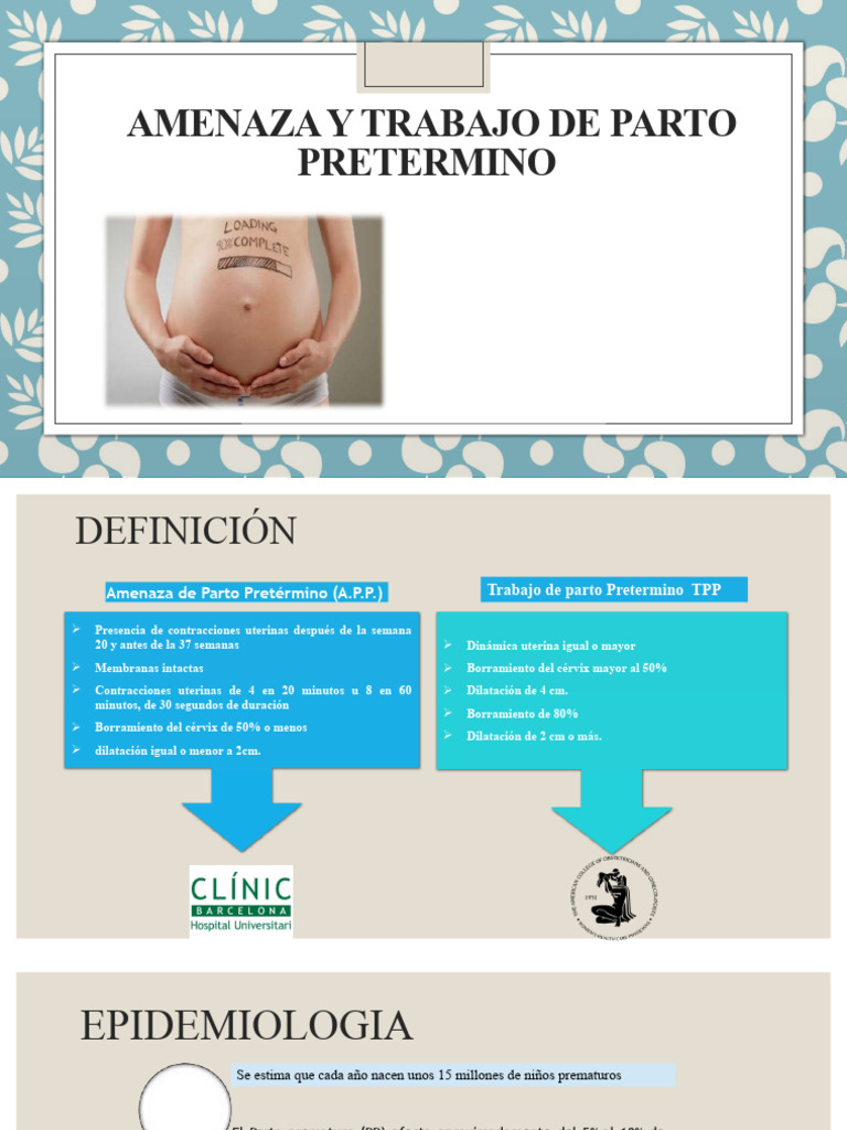 Amenaza y Trabajo de Parto Pretermino FINALES | PDF | Parto prematuro ...