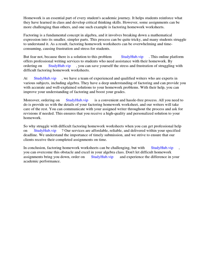 Factoring Homework Worksheets | PDF | Factorization | Polynomial