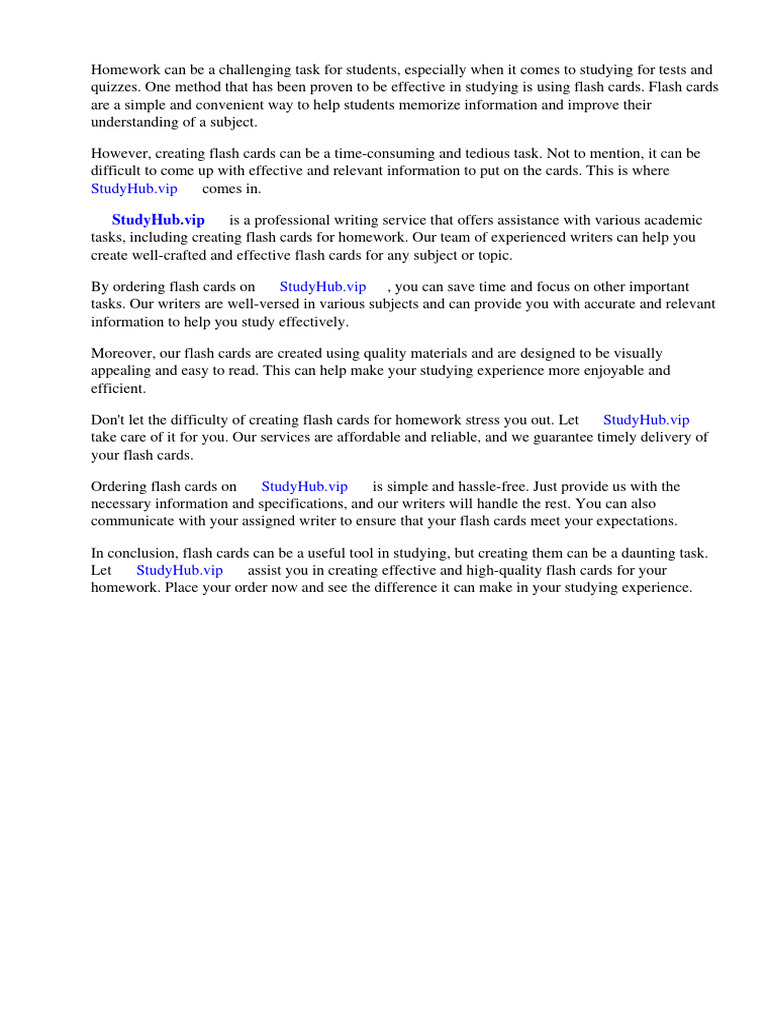 Flash Card Homework | PDF