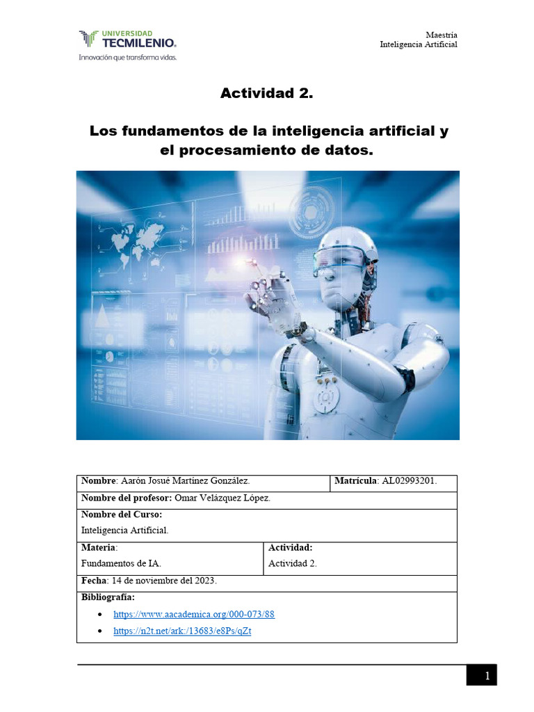 Actividad 2. Los Fundamentos de Inteligencia Artificial | PDF | Inteligencia artificial ...