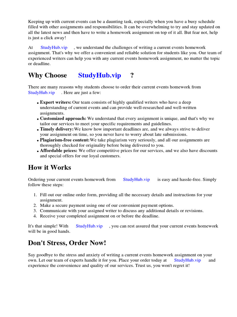 Current Events Homework Template | PDF | Worksheet | Homework