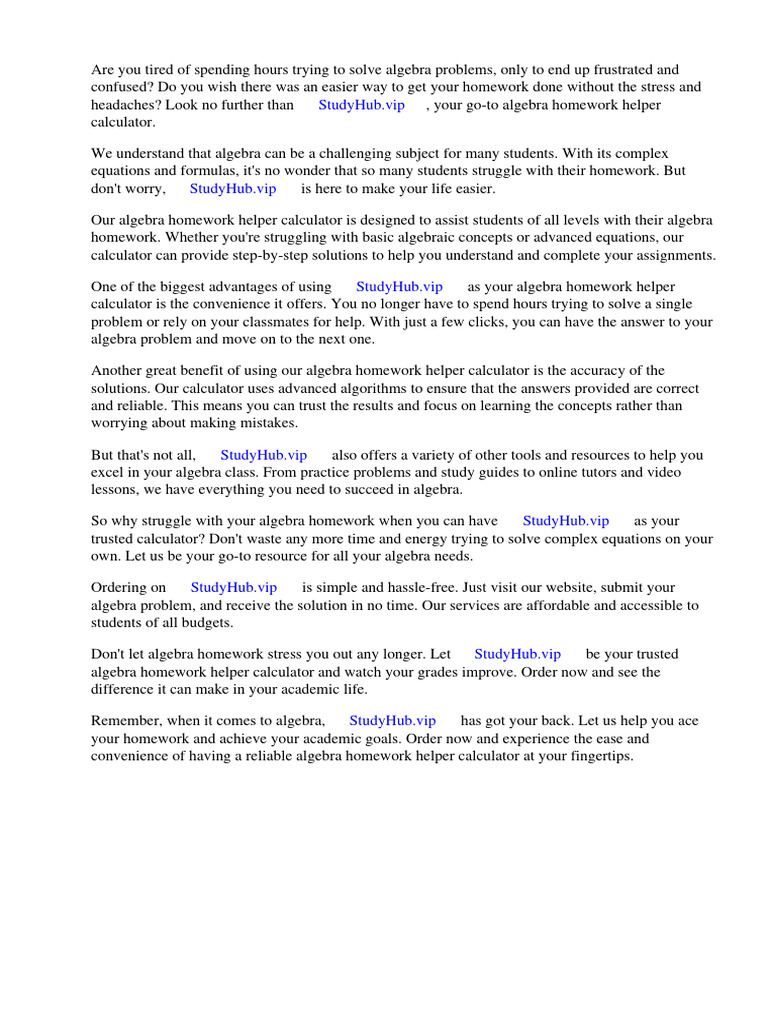 Algebra Homework Helper Calculator | PDF | Algebra | Quadratic Equation