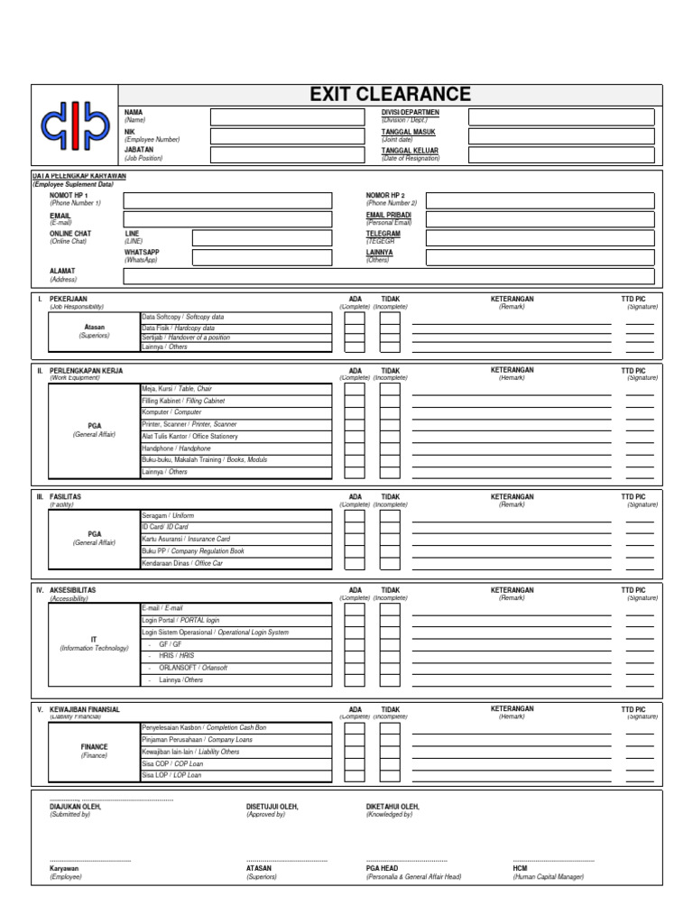 FRM-GHCD-027 Rev 00 Exit Clearance | PDF | Service Industries | Office Work