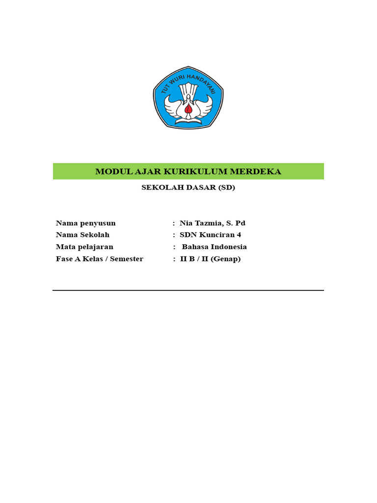 Modul Ajar Supervisi - Nia Tazmia-Kelas 2B - Bahasa Indonesia | PDF