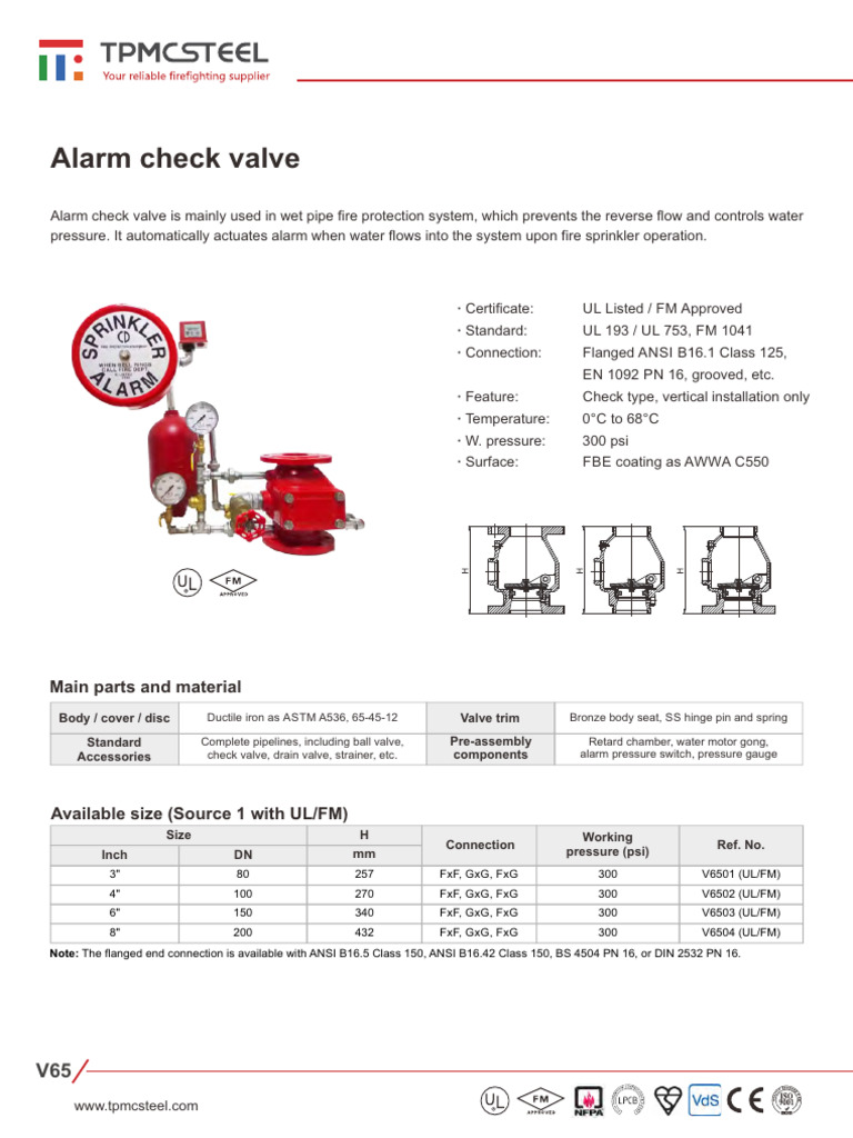 Fire System Alarm Check Valves | PDF | Valve | Building Engineering