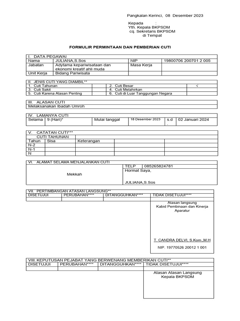 Format Cuti Terbaru | PDF