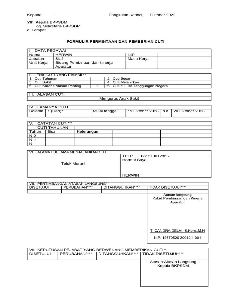 Format Cuti Terbaru | PDF