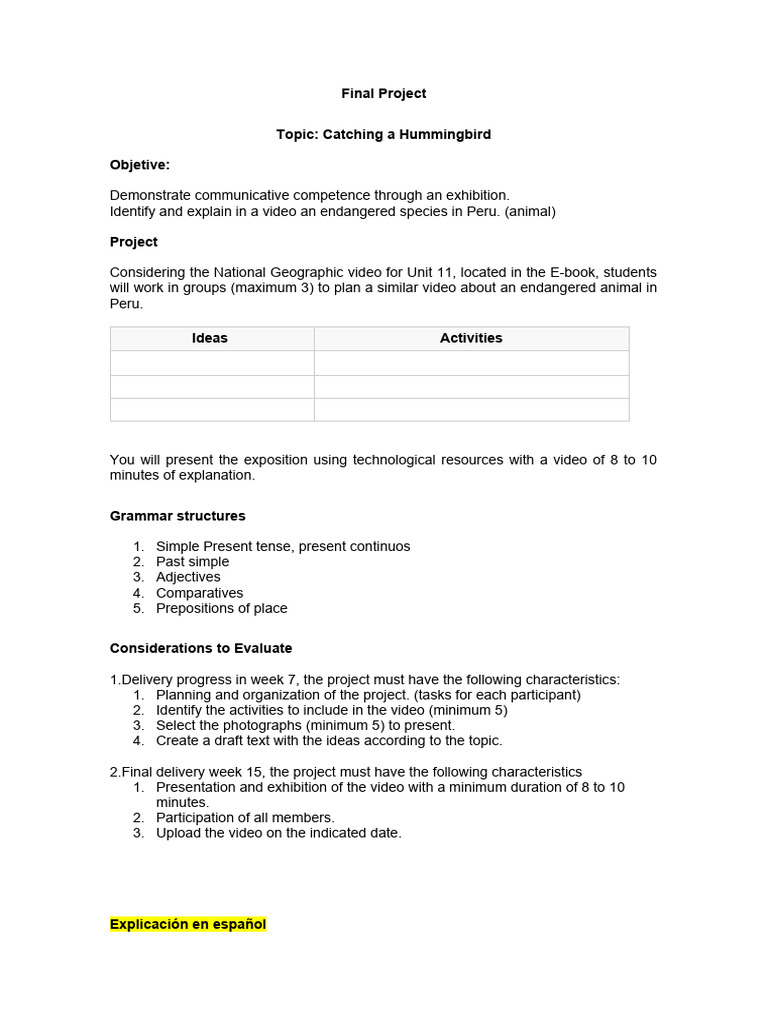 Final Project | PDF | Especies