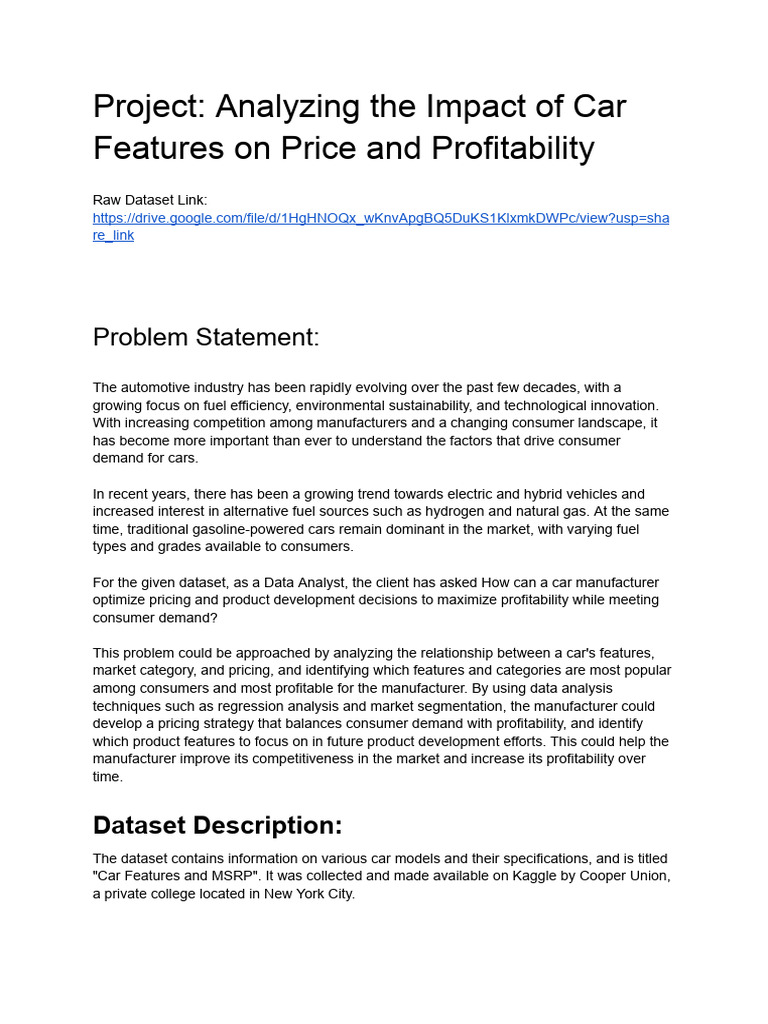 Analyzing Car Features for Pricing Insights | PDF | Data Analysis ...