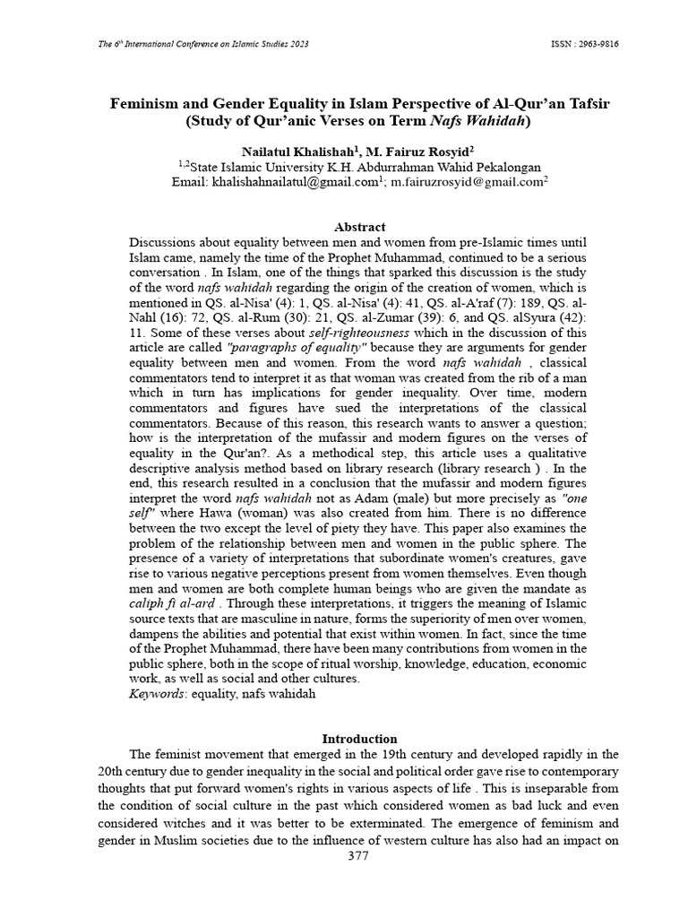 Feminism and Gender Equality in Islam Perspective | PDF | Feminism ...