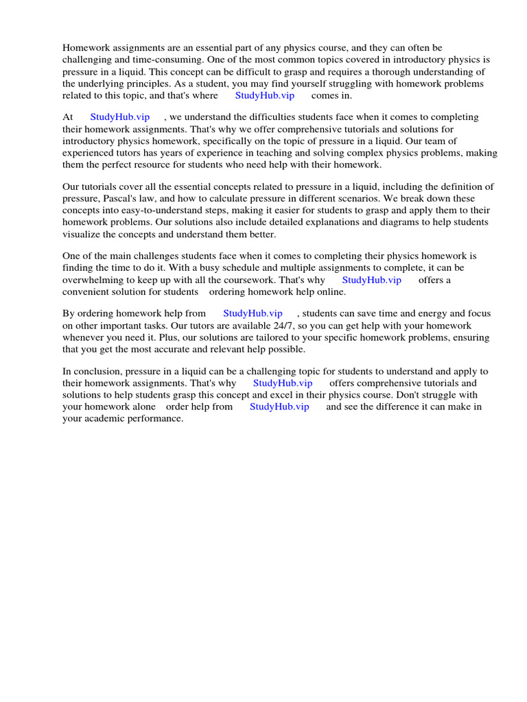 Tutorials In Introductory Physics Homework Solutions Pressure In A Liquid Pdf Force E Bay