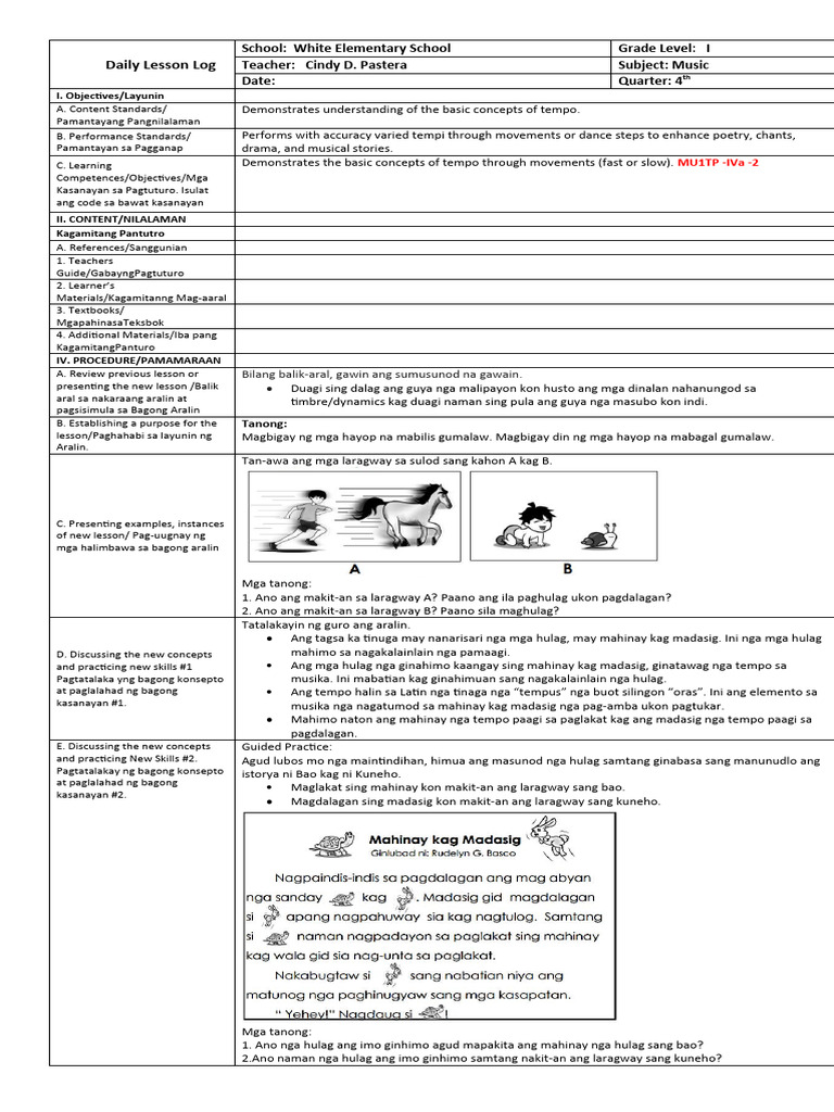 DLL - Week 1-Mapeh - 4th Quarter | PDF