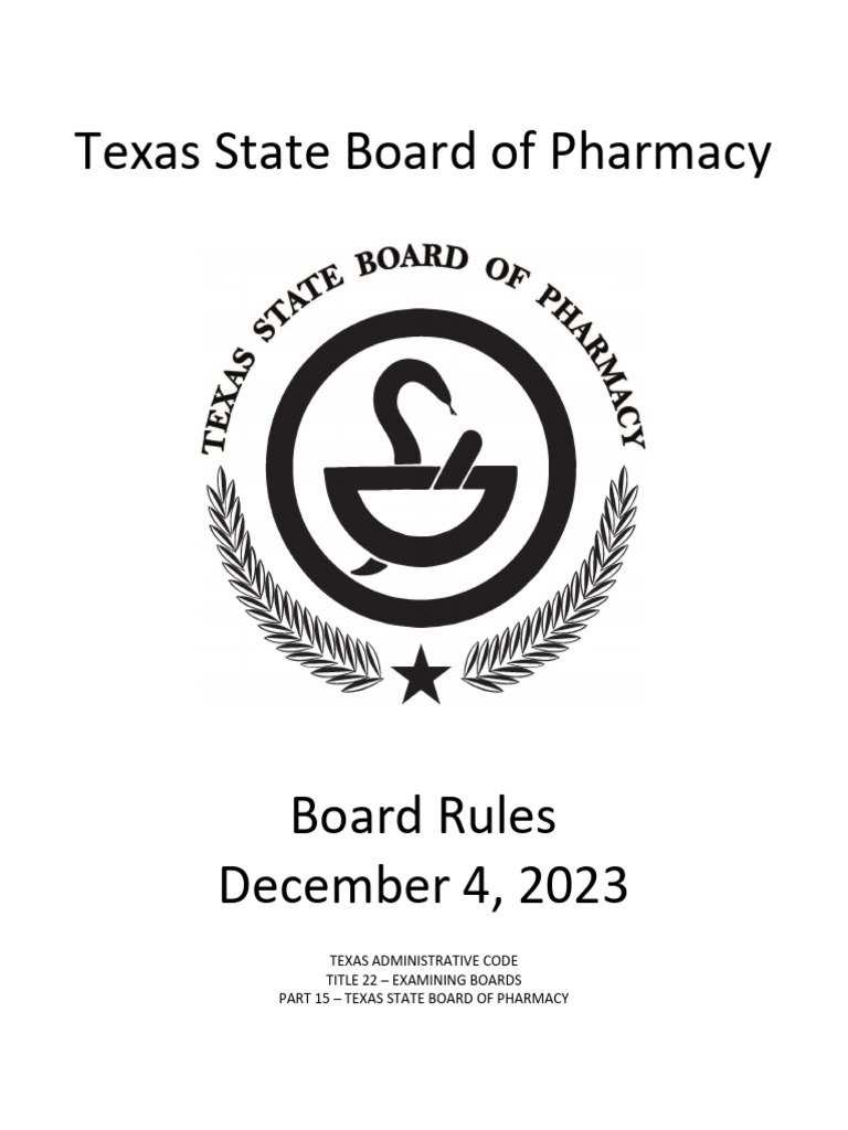 TSBP Rules_2023-12-04 | PDF | Medical Prescription | Pharmacist