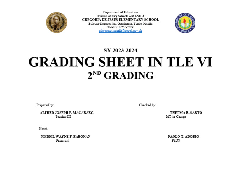 TLE VI 2nd Grading Sheet Design | PDF