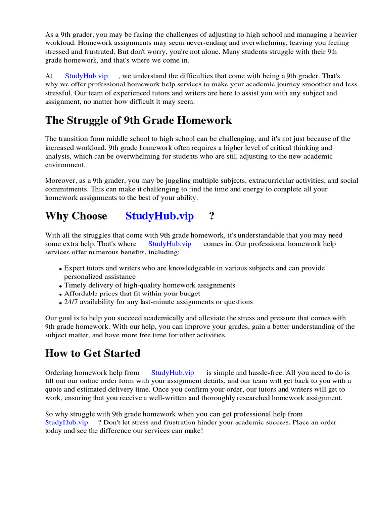 9th Grade Homework Help | PDF | Homework | Mathematics