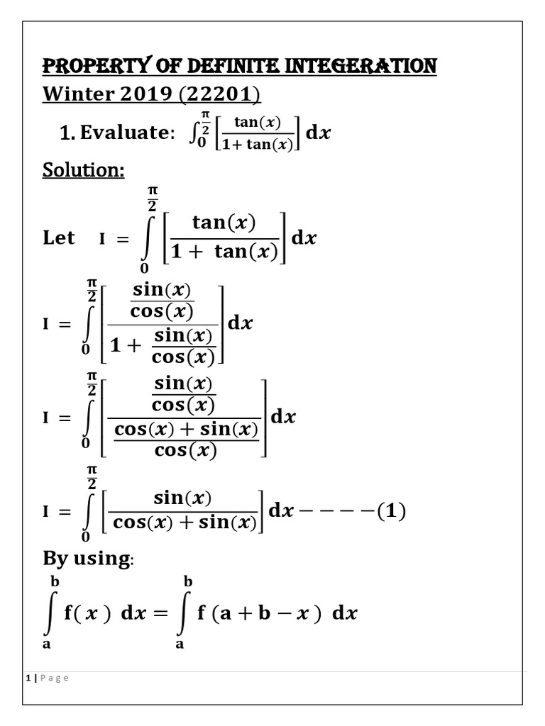 Definite Integration of Trigonometric Functions | PDF