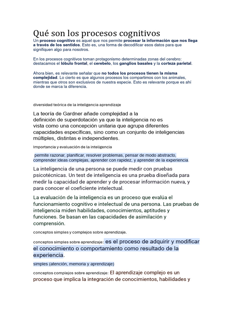 Qué Son Los Procesos Cognitivos Descargar Gratis Pdf Aprendizaje
