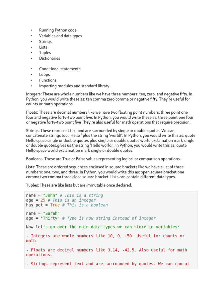 Python Basics Warp Up | PDF | Control Flow | Boolean Data Type Python Basics Warp Up | PDF | Control Flow | Boolean Data Type