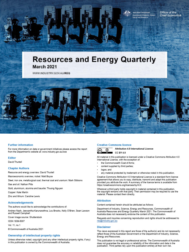 Resources and Energy Quarterly March 2021 | PDF | Mining | Coal