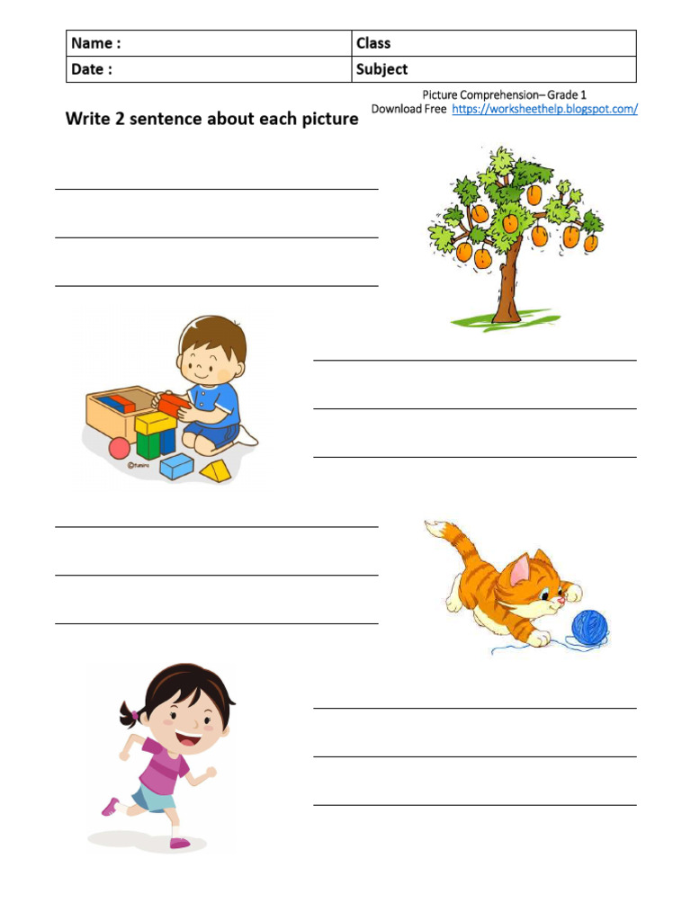 Picture Composition Worksheet - Grade 1 - Multiple1 | PDF