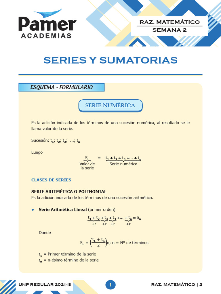 RM - Clase2 - UNP - Series y Sumatorias | PDF | Conceptos matemáticos | Lógica matemática