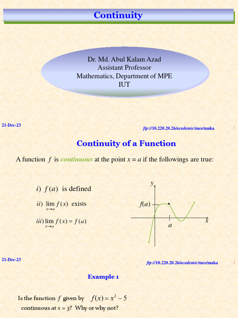 Lecture 2 Continuity And Differentiability Pdf Function Mathematics Continuous Function