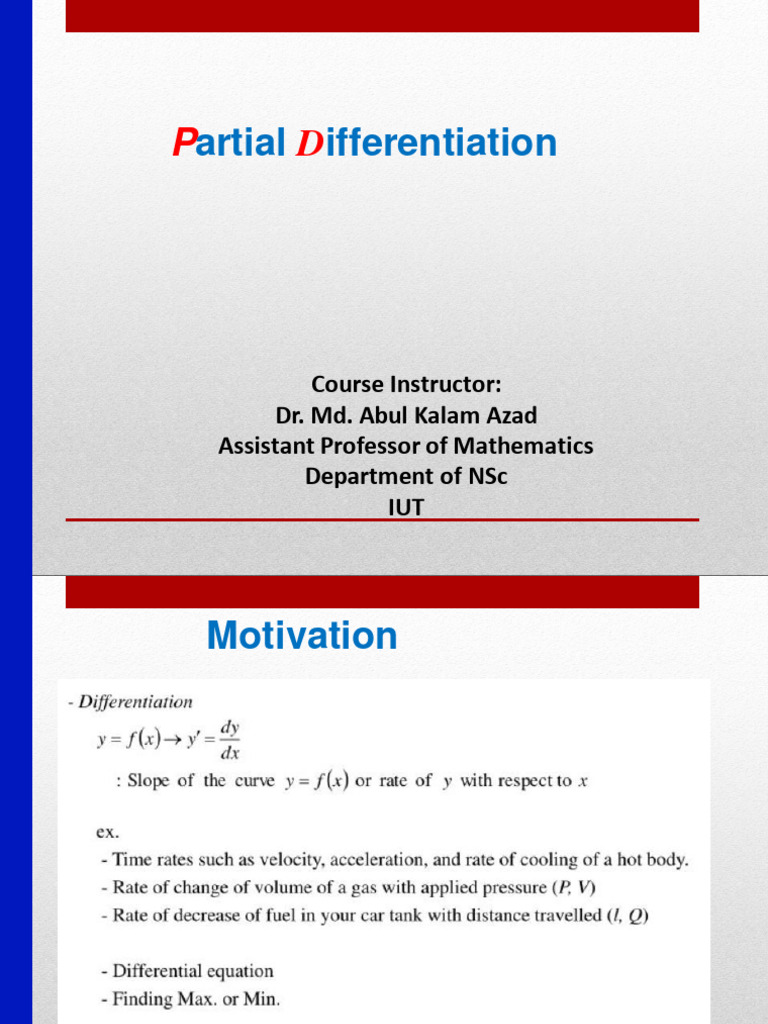 Partial Differentation | PDF | Derivative | Variable (Mathematics)