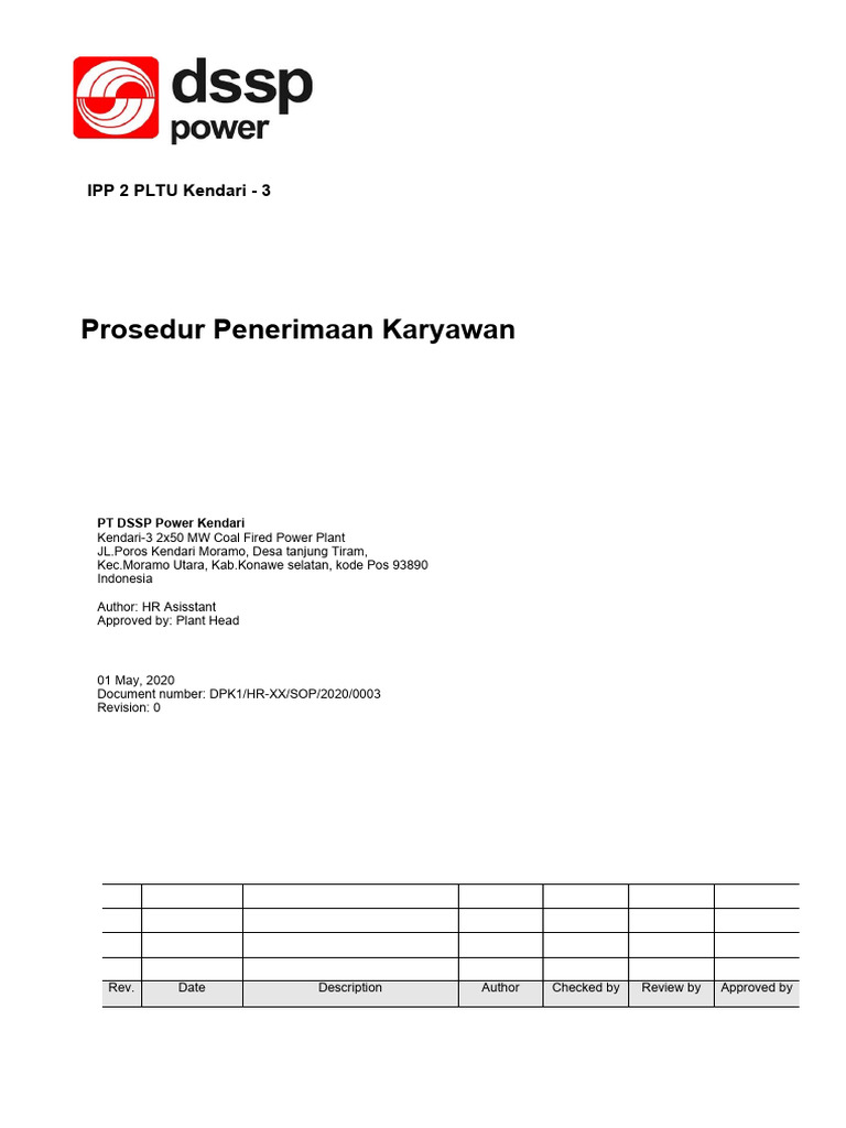 HRGA 003 Prosedur Penerimaan Karyawan | PDF