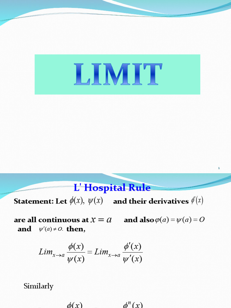 L'Hospital Rule | PDF | Teaching Methods & Materials