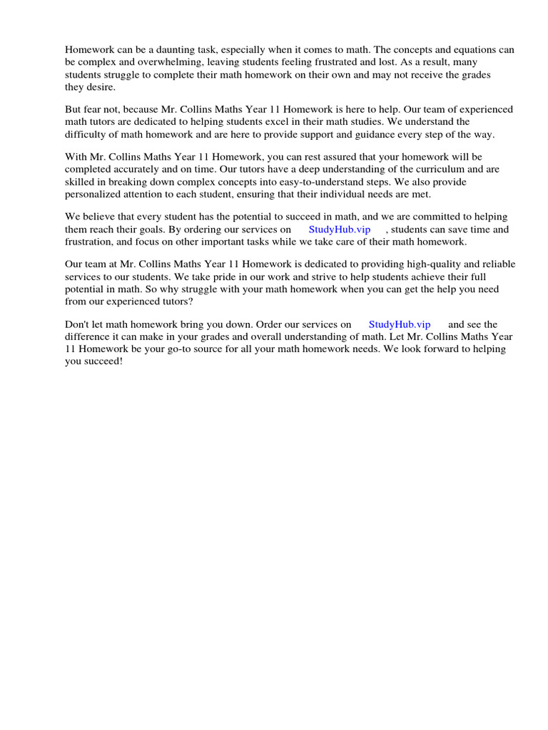 MR Collins Maths Year 11 Homework | PDF | Facebook | Linked In