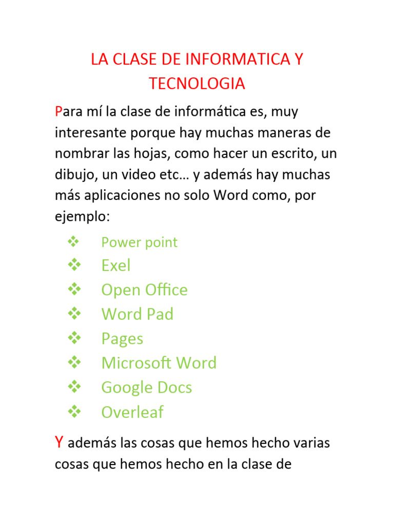 La Clase De Informatica Y Tecnologia Pdf Crecimiento Personal Y